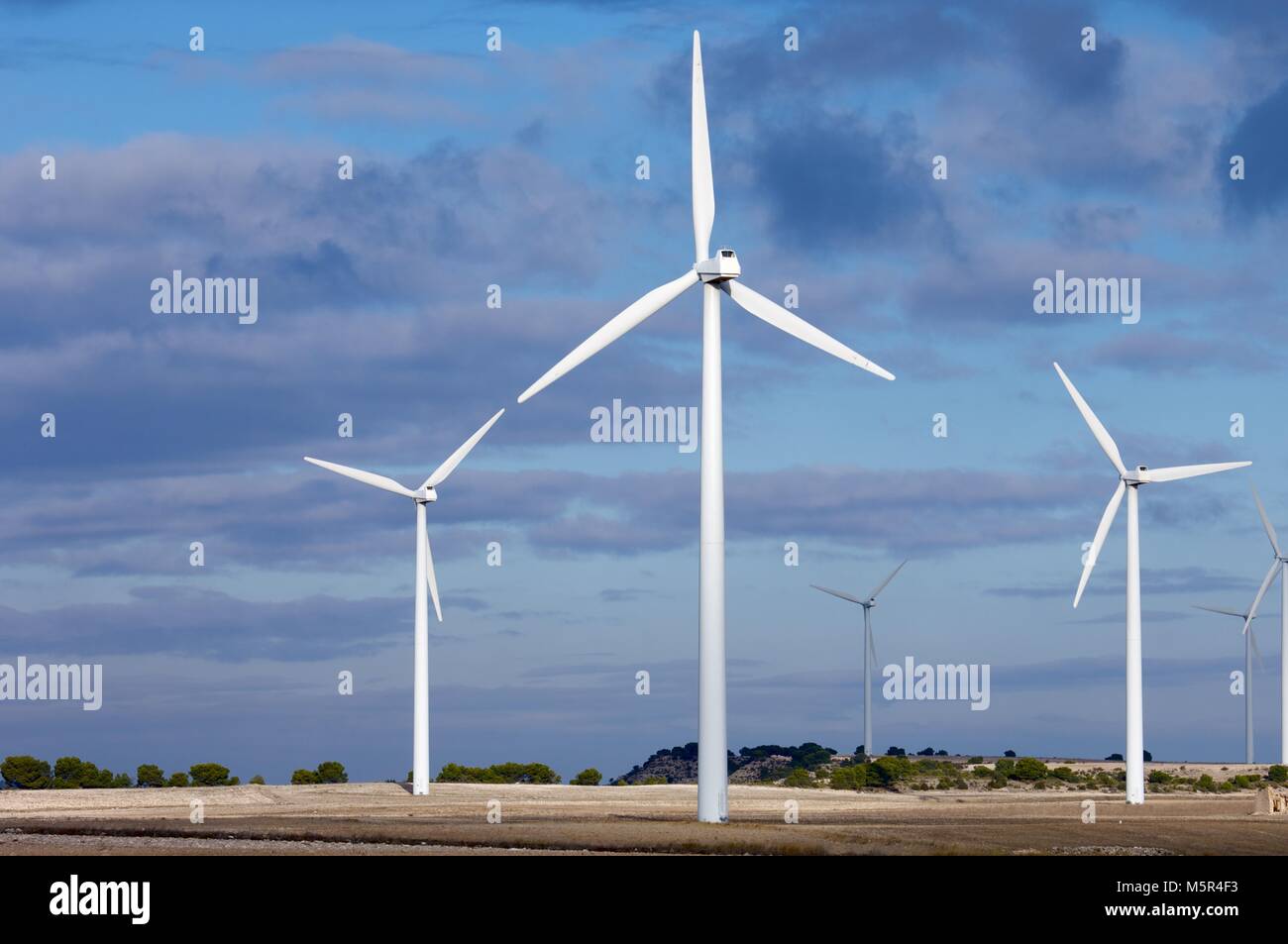 group of windmills for renewable electric energy production Stock Photo ...