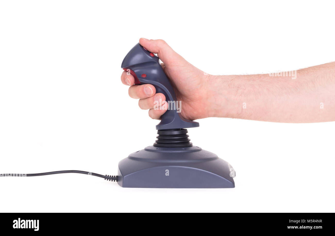 Hand holding gaming joystick, isolated on a white background Stock ...
