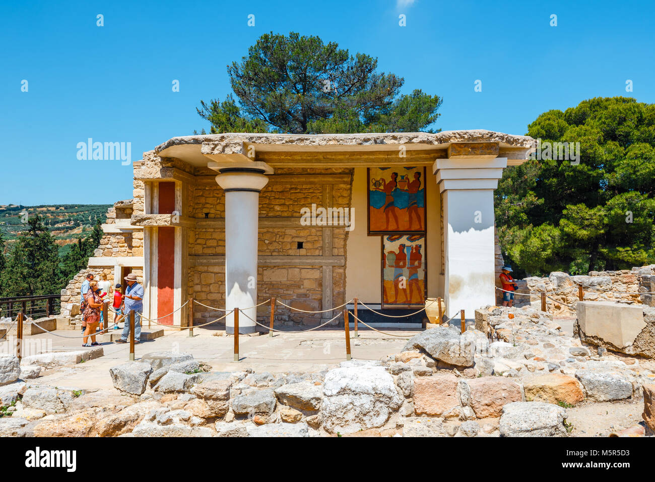 Knossos, Crete, June 10, 2017: unknown people visit ancient ruins of ...