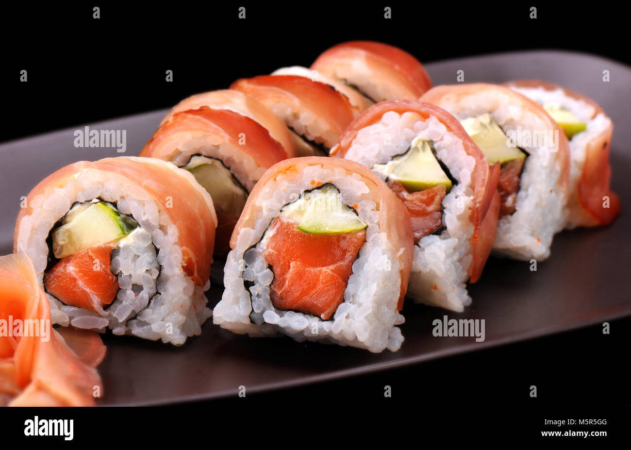 American roll sushi and Japanese rice style Stock Photo - Alamy