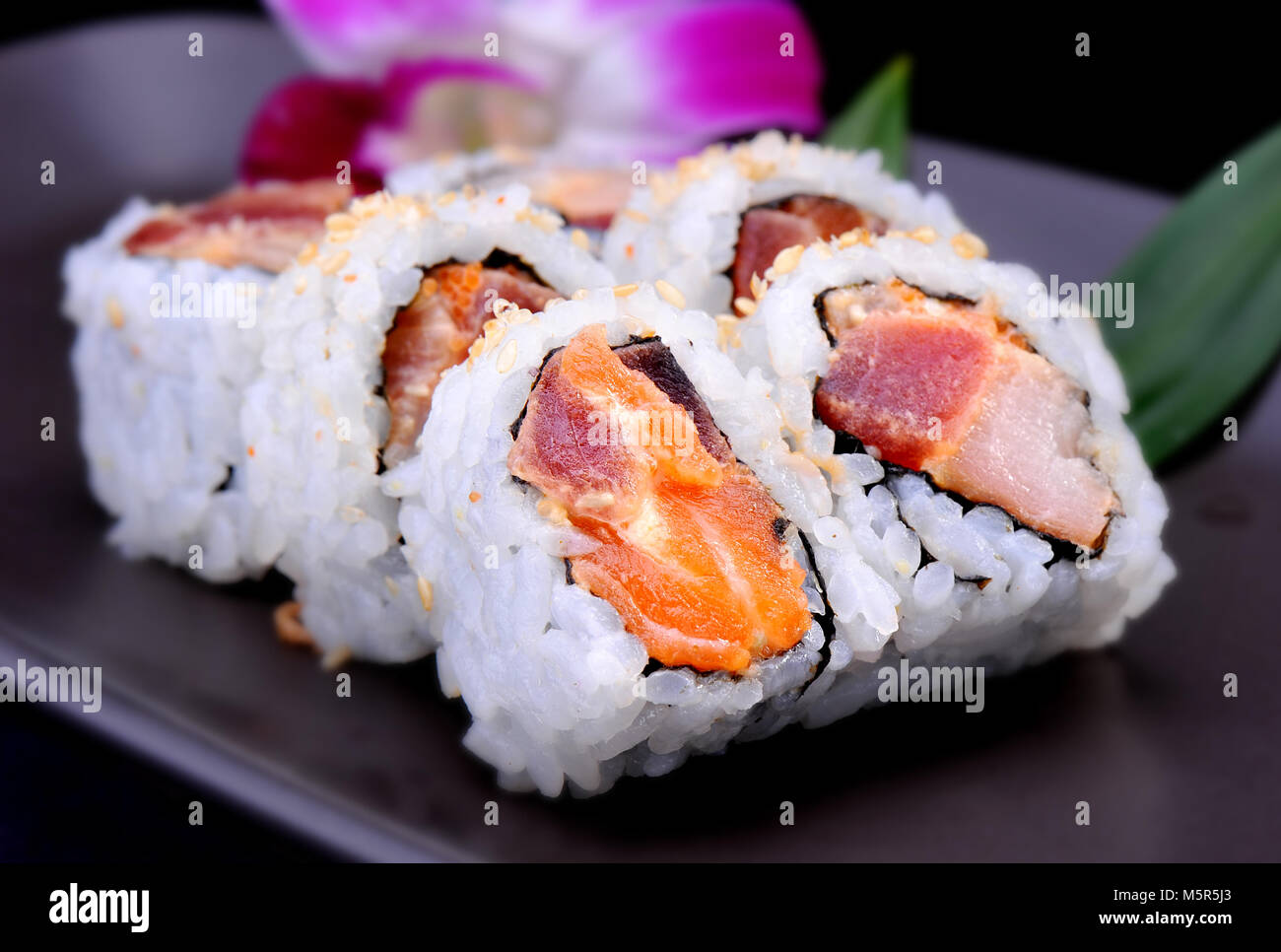 American roll sushi and Japanese rice style Stock Photo - Alamy