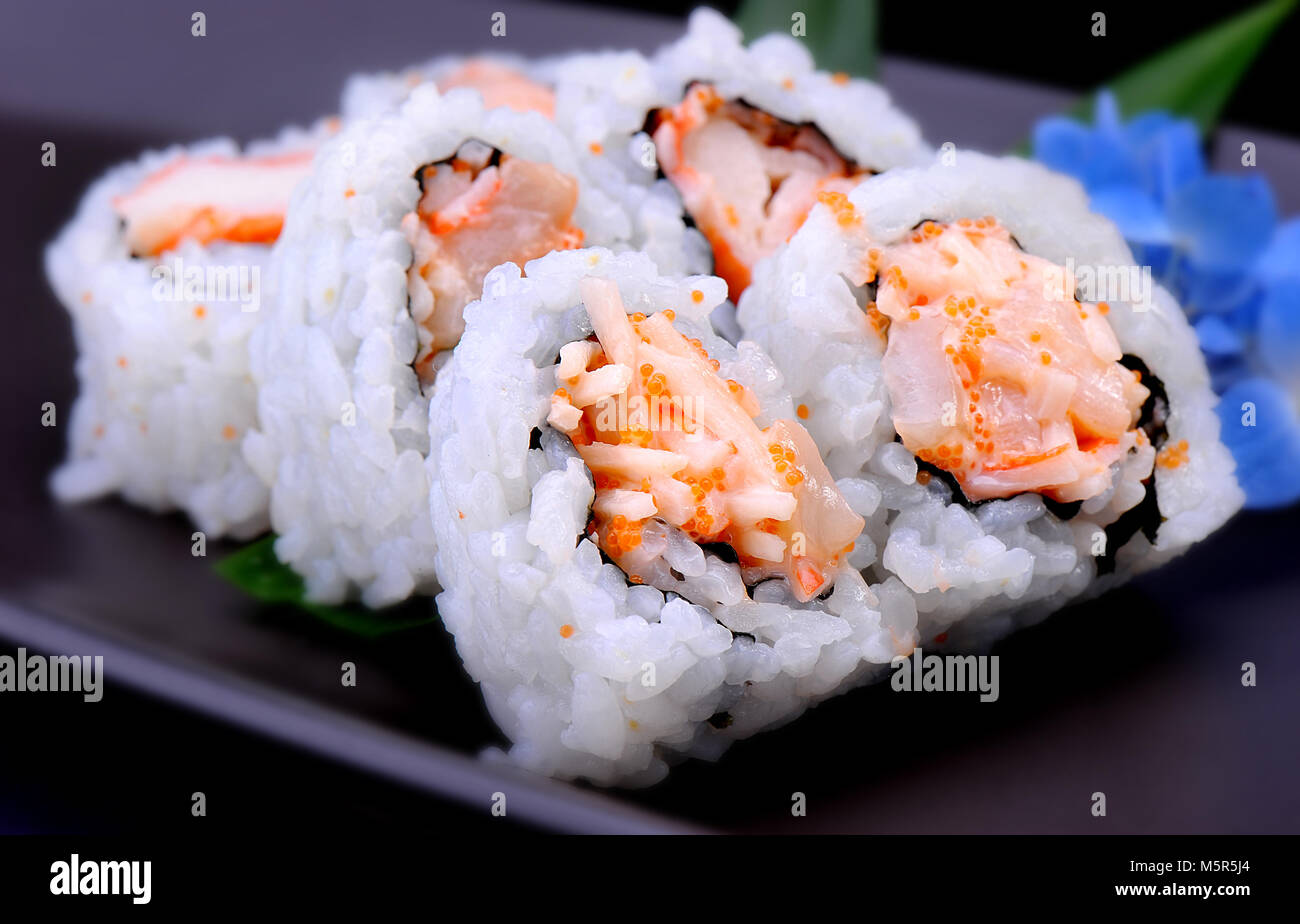 American roll sushi and Japanese rice style Stock Photo - Alamy