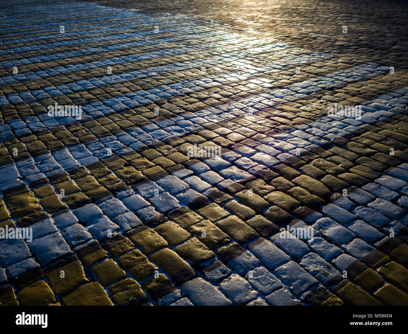 Photo of yellow gray cobblestones Stock Photo - Alamy