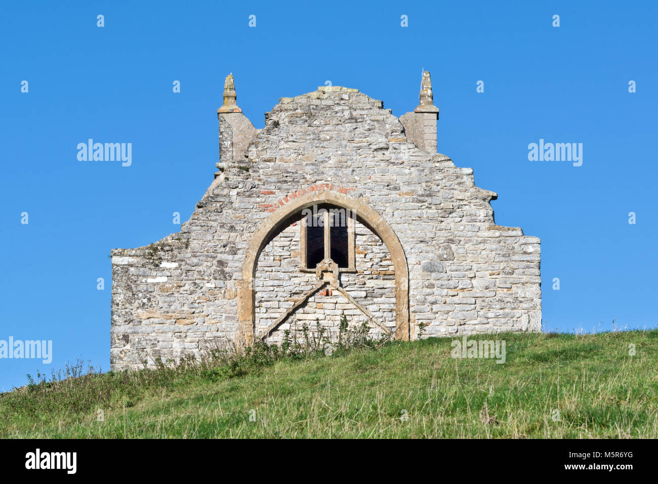 the ruins of St Michaels Church on top of Burrow Mump at BurrowBridge ...