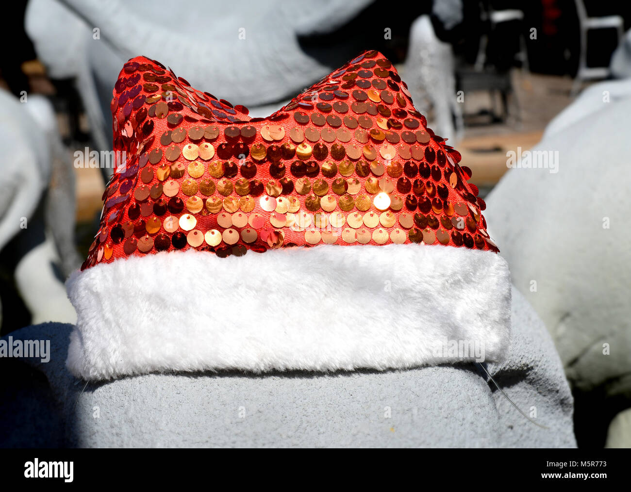 glitter santa hat day time and sun shine Stock Photo - Alamy