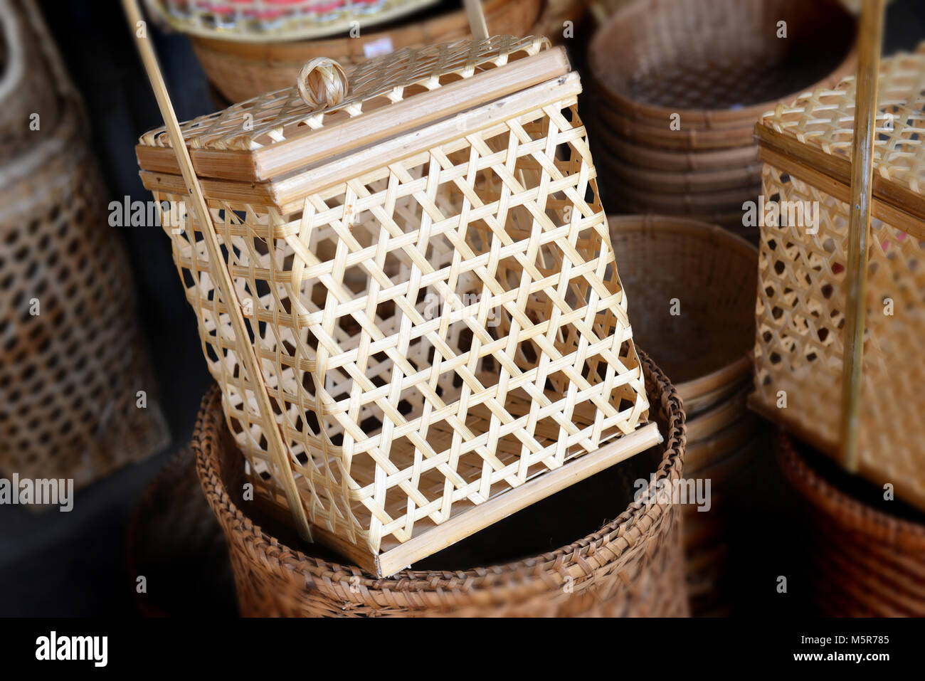 basketwork from bamboo in thailand natural handmade Stock Photo - Alamy