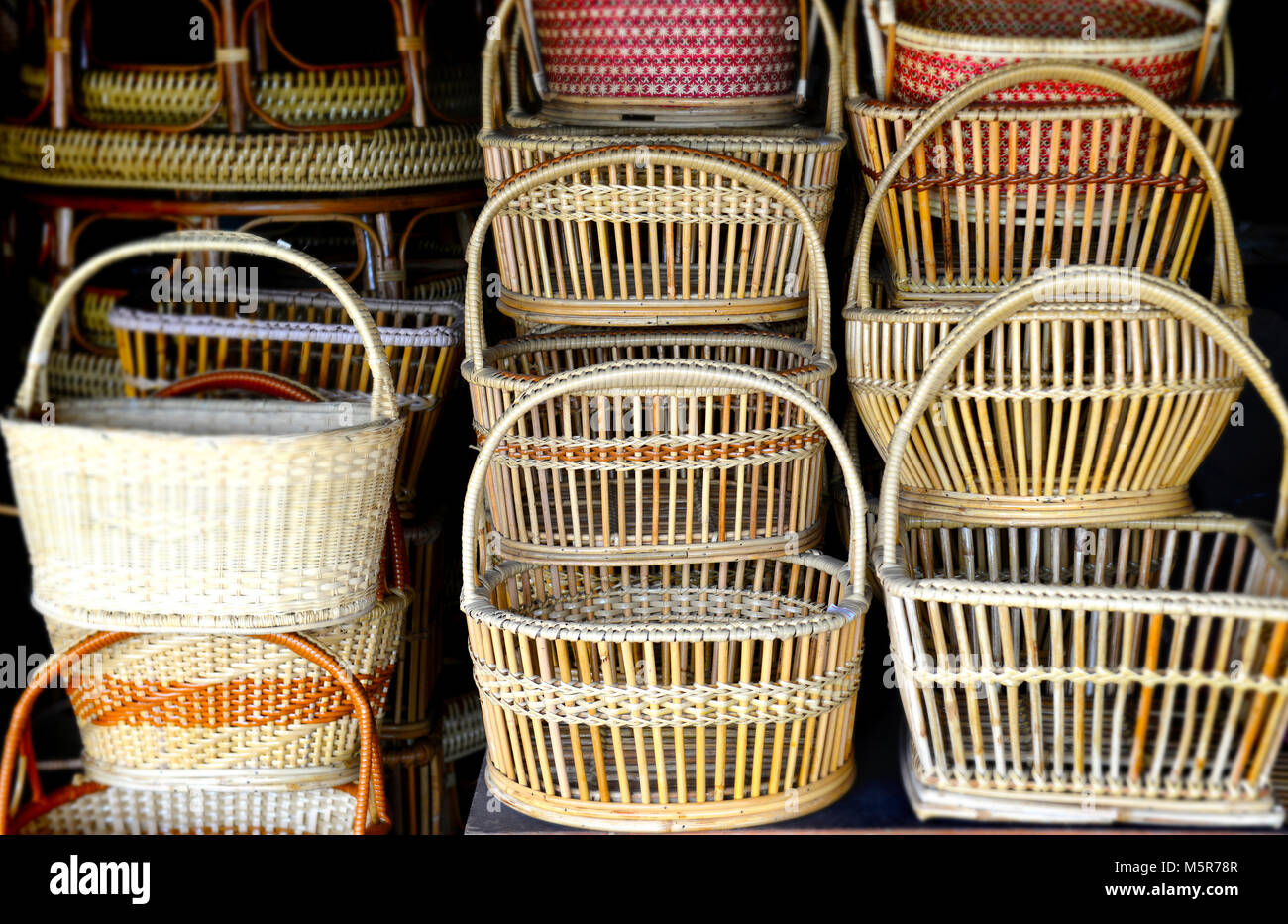 basketwork from bamboo in thailand natural handmade Stock Photo - Alamy