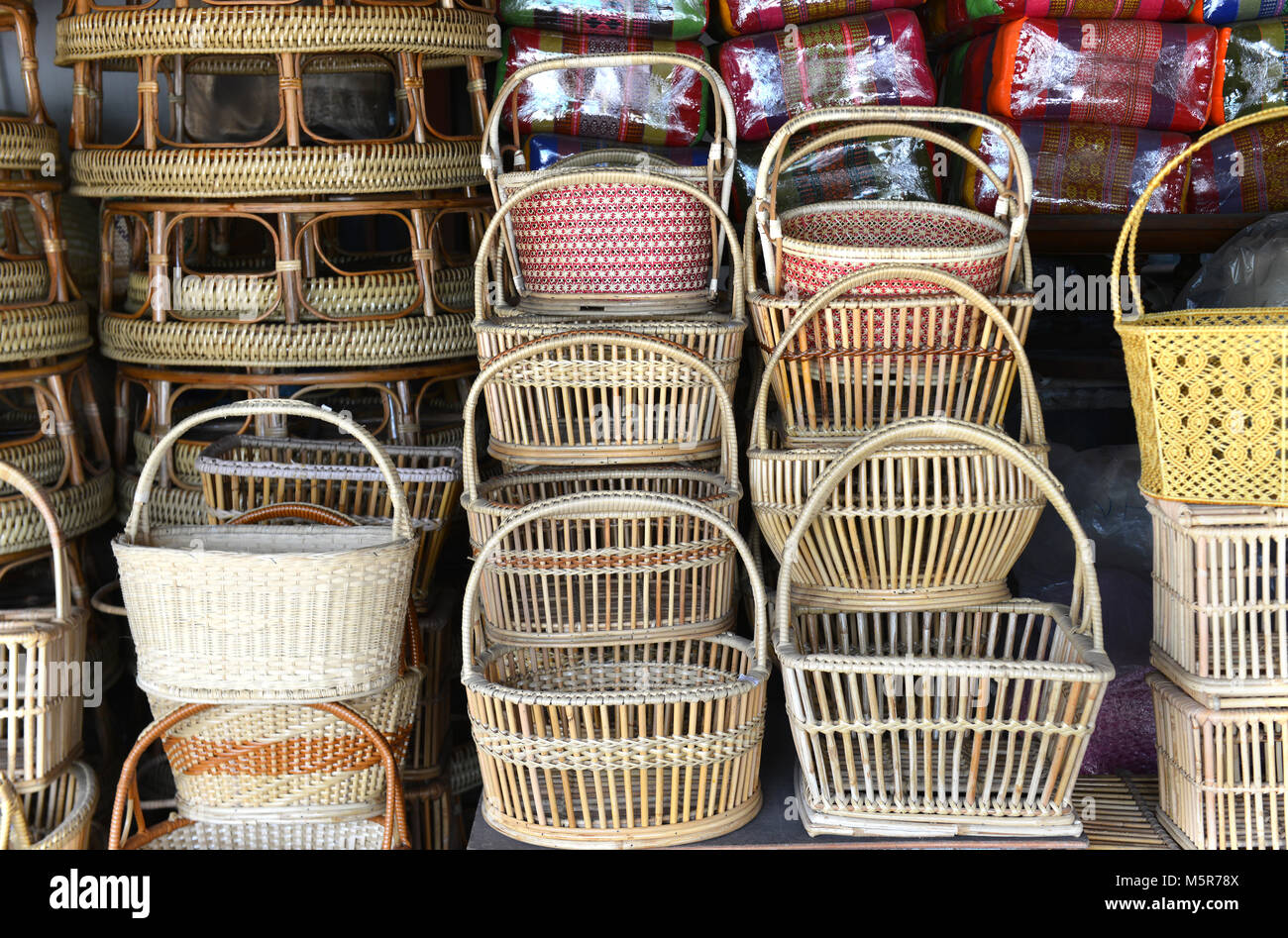 basketwork from bamboo in thailand natural handmade Stock Photo - Alamy