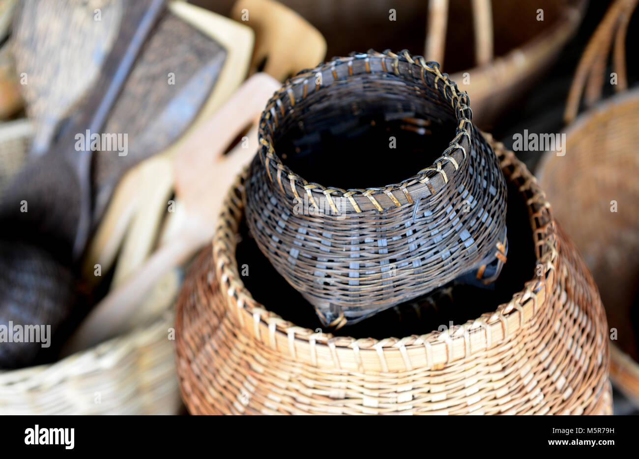 basketwork from bamboo in thailand natural handmade Stock Photo - Alamy