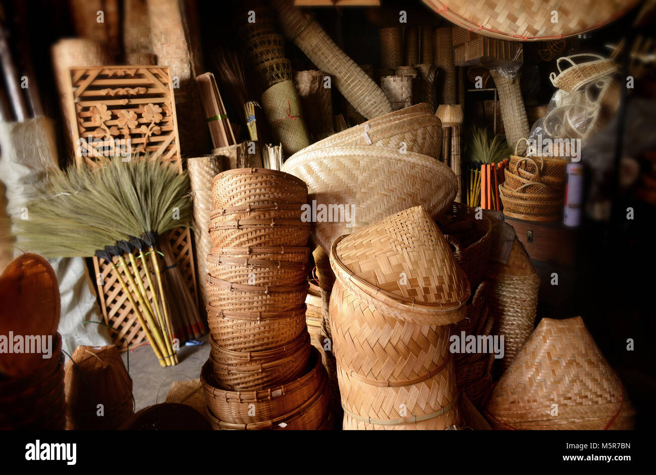 basketwork from bamboo in thailand natural handmade Stock Photo - Alamy