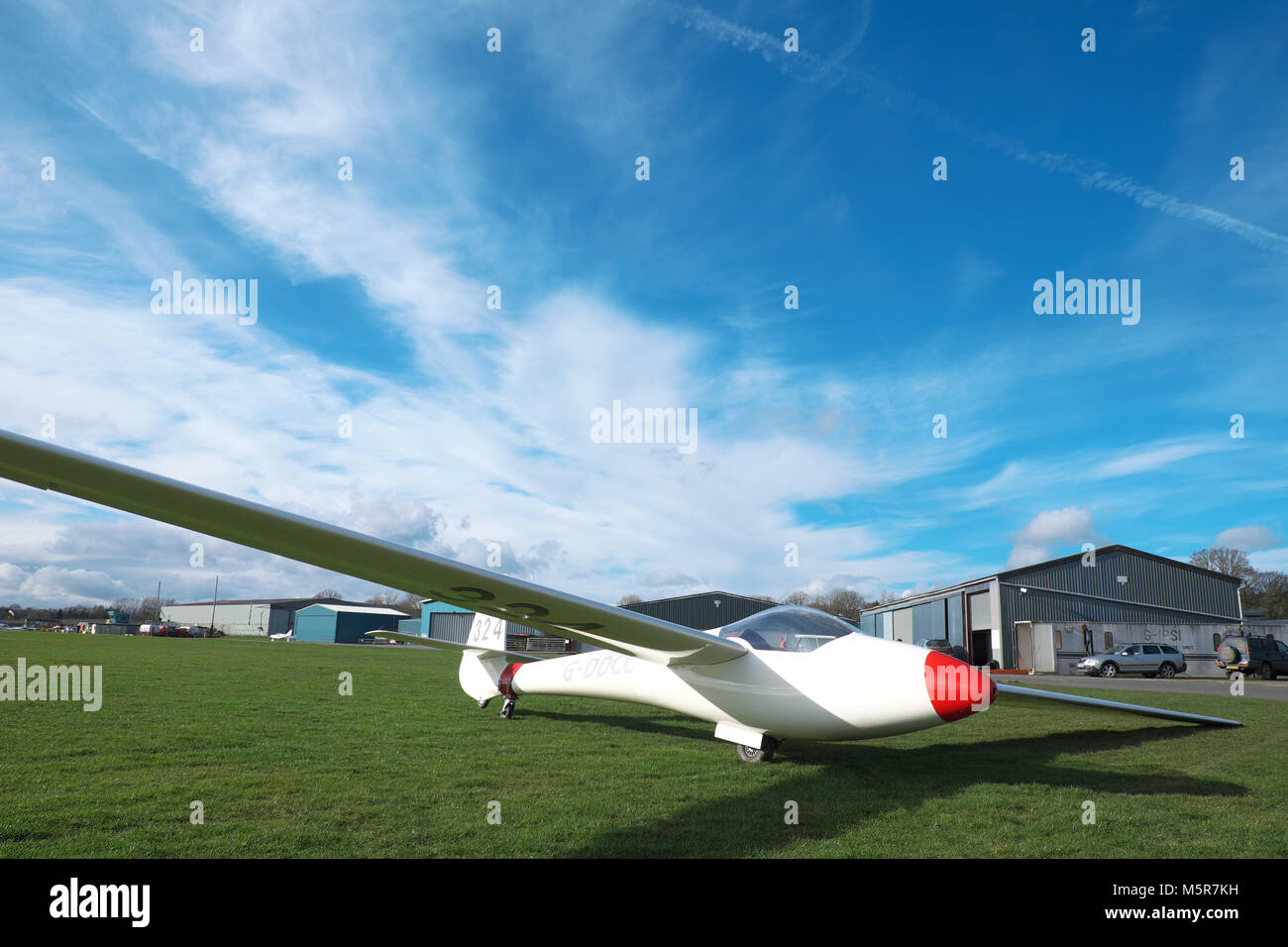 Glasflugel Standard Libelle 201 glider at a gliding club UK Stock Photo ...
