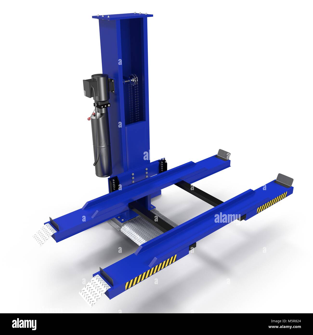 Car repair lift isolated on white. Blue Color. 3D illustration Stock ...