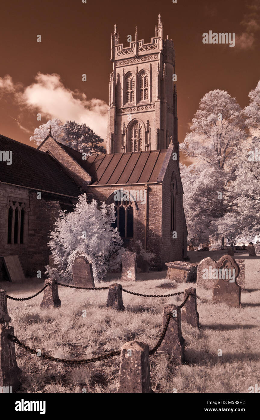 infrared picture of the Grade 1 listed church of St Mary in Huish ...
