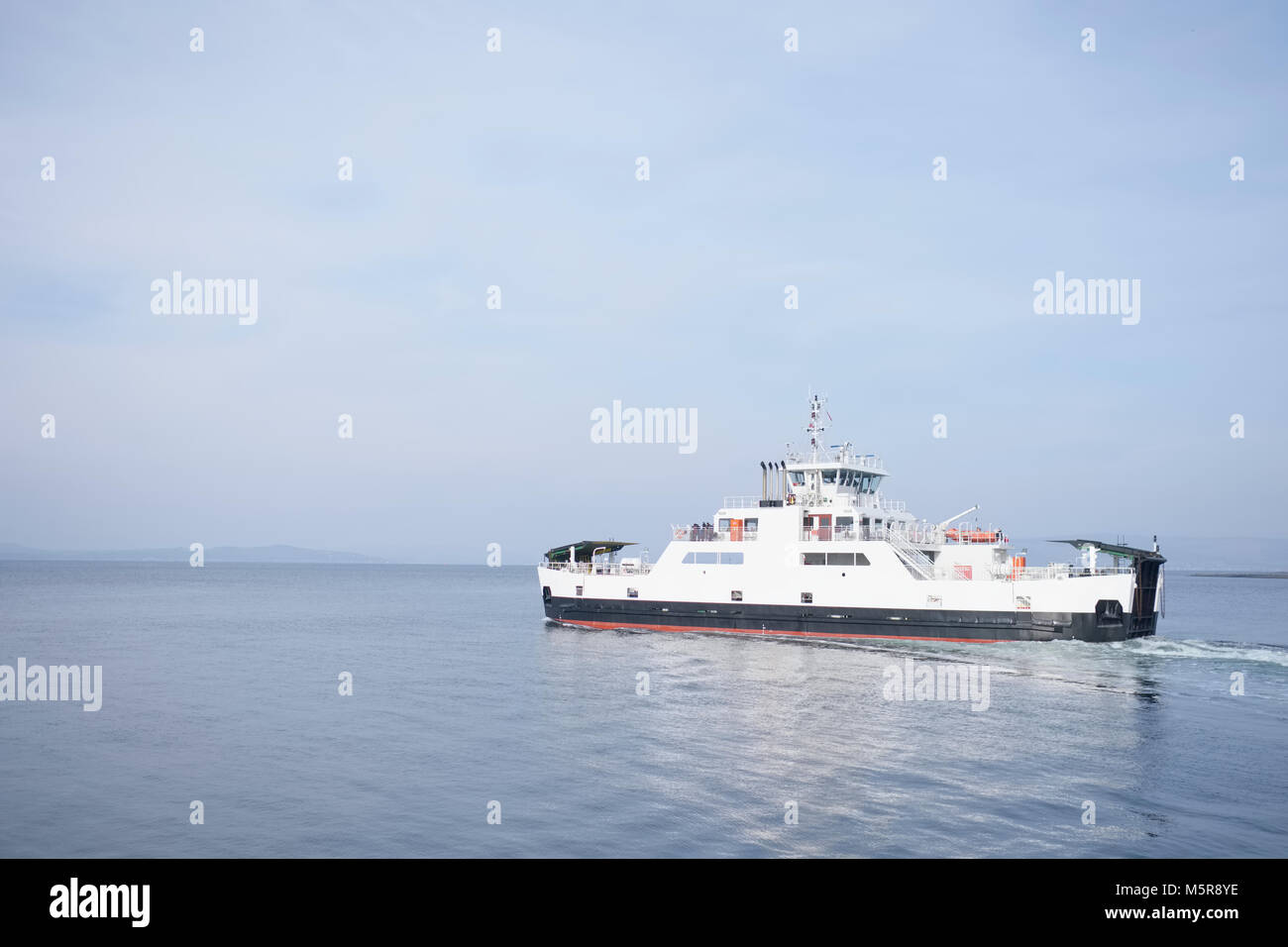 Ferry open sea ocean bright light summer island tourism tourists Stock ...