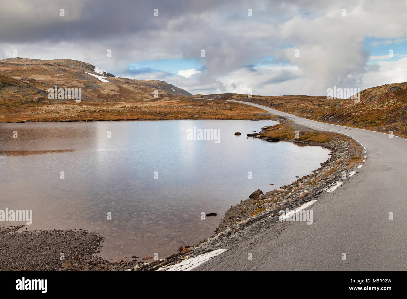 Norwegian scenic route Aurlandsfjellet between Aurland and Laerdal in ... Norwegian scenic route Aurlandsfjellet between Aurland and Laerdal in ...