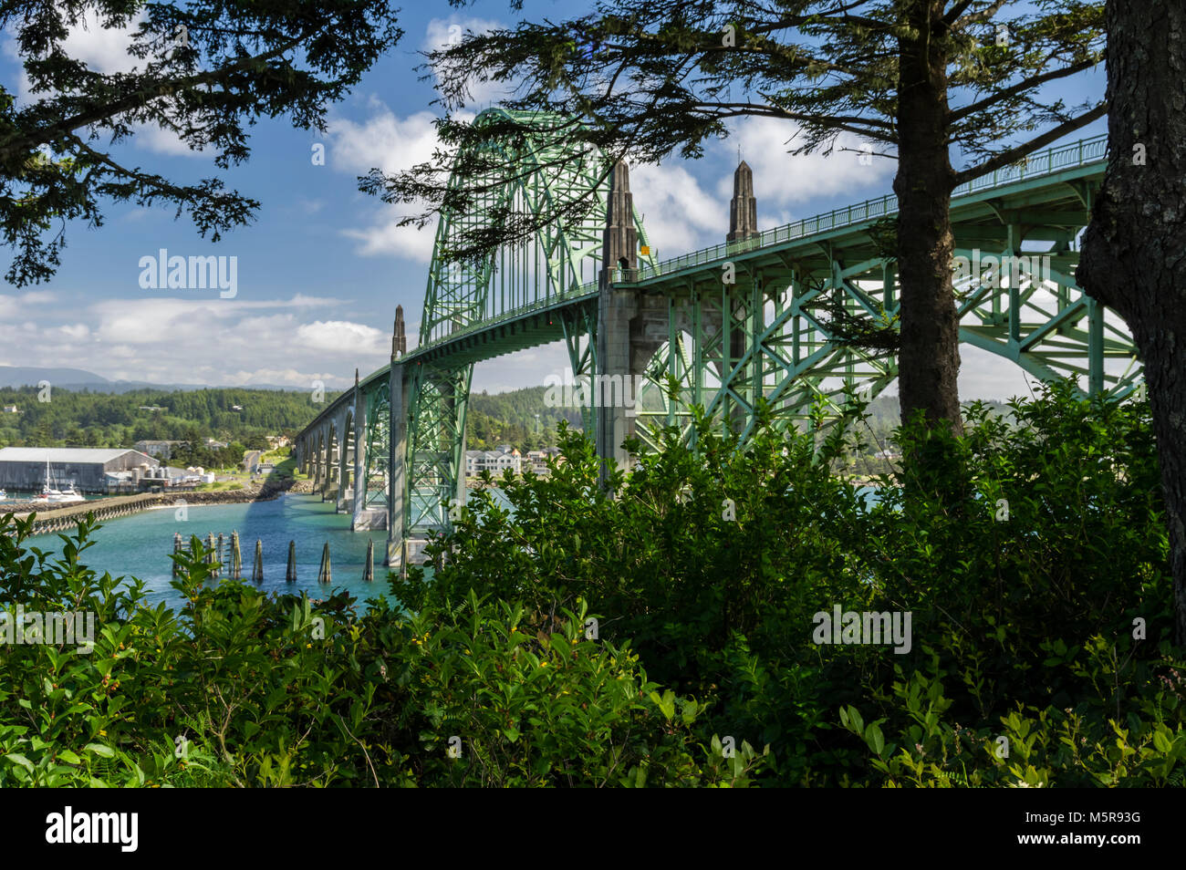 Yaquina Bay Bridge allows US 101 to cross the Yaquina RIver and estuary ...