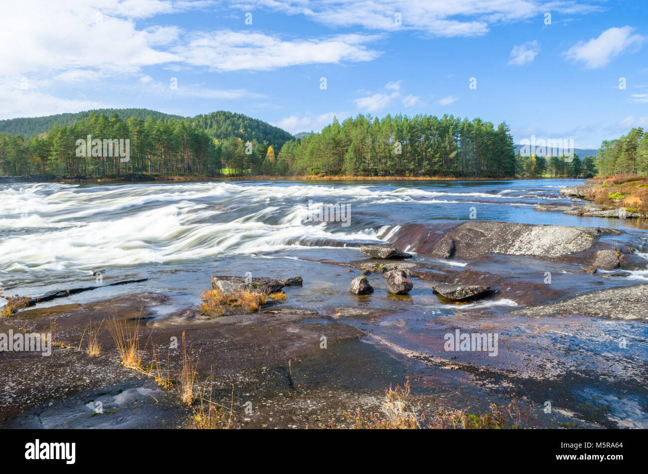 Birkelandsfossen- waterfall on Otra River in Evje, central Norway Stock ...