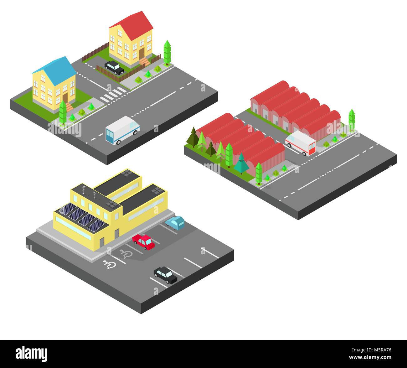Isometric house. Two houses on the same street. Isometric building with ...