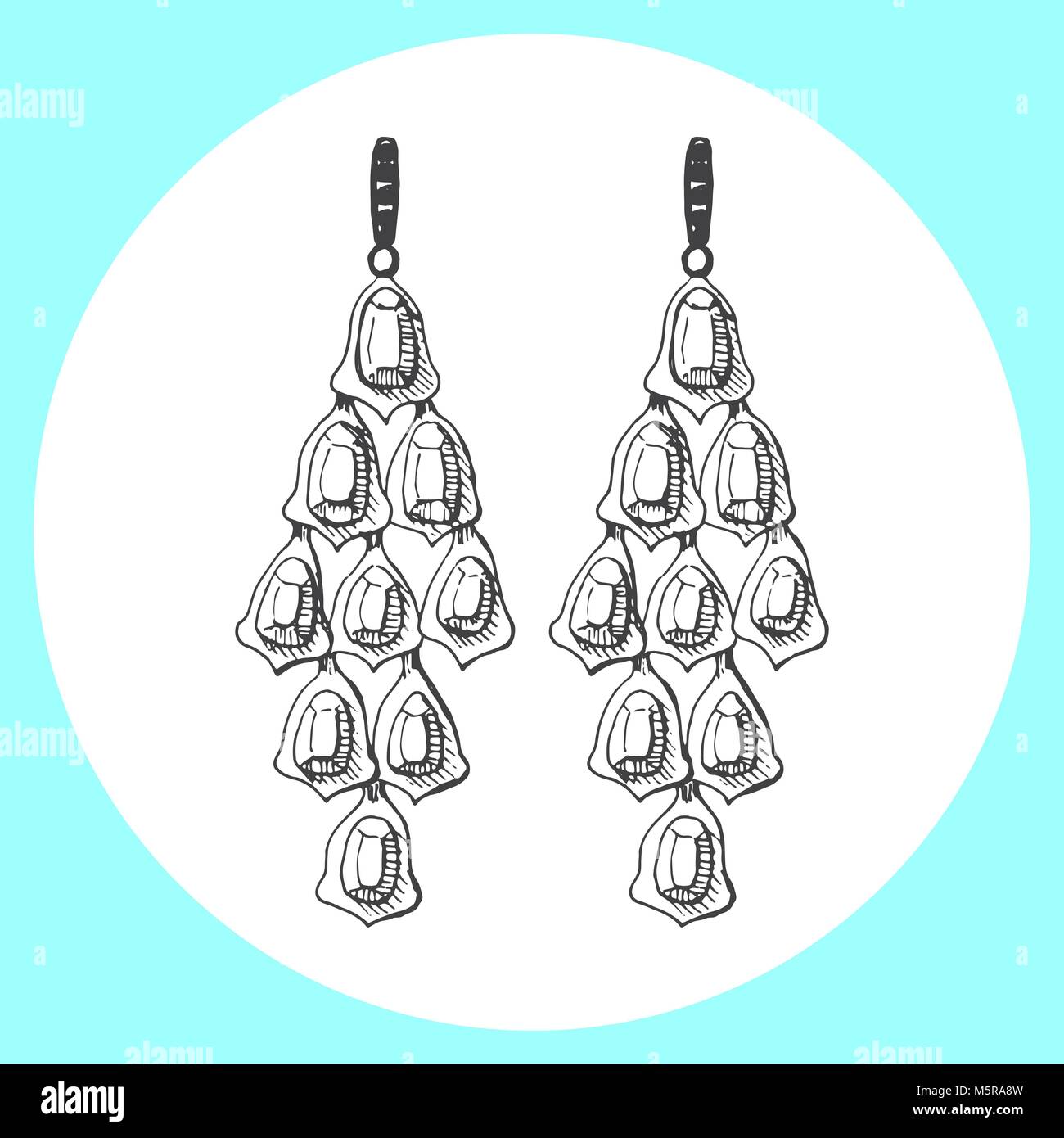 Hand drawn earrings. Icon in sketch style. Vector illustration Stock ...