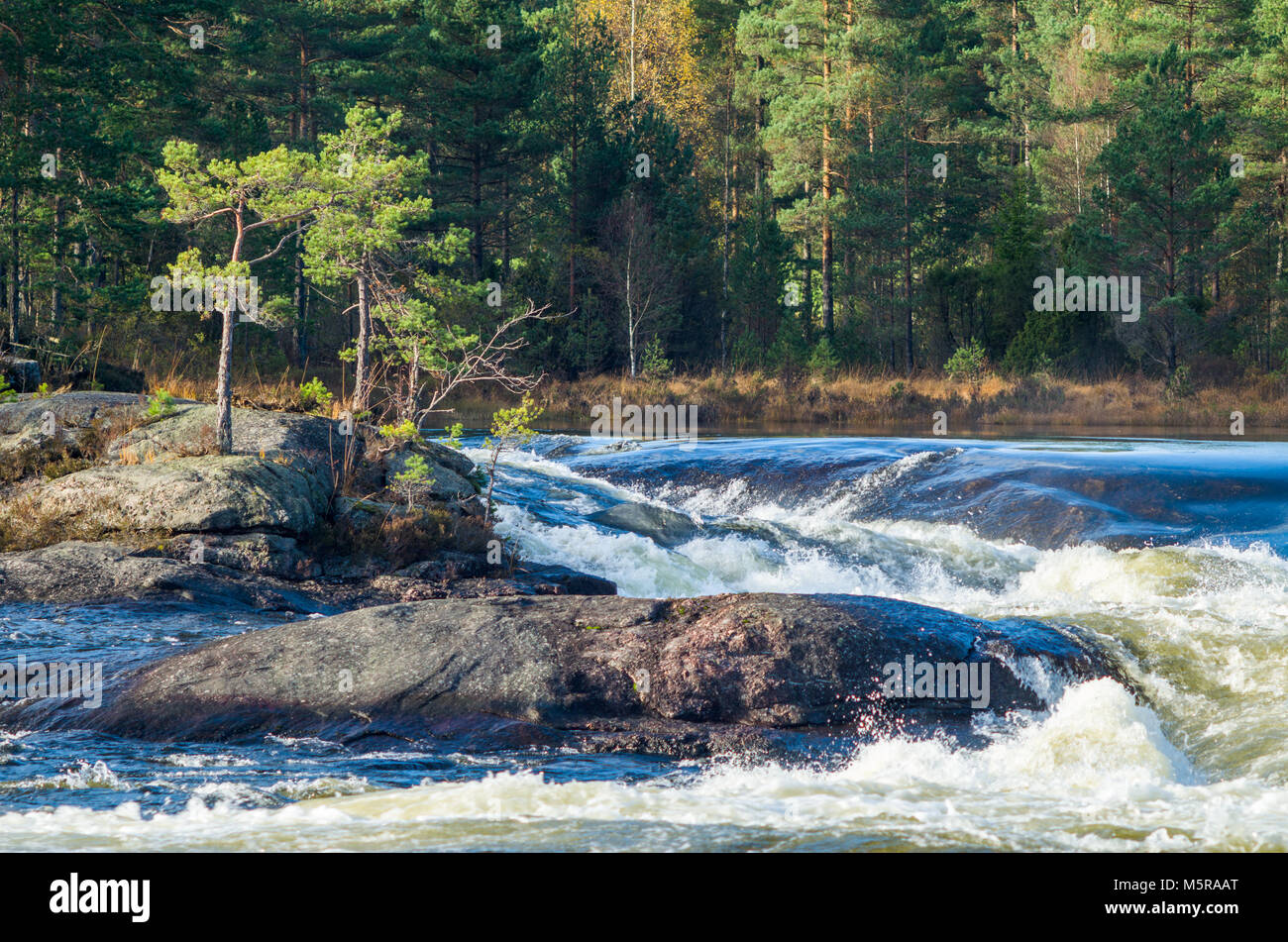 Birkelandsfossen- waterfall on Otra River in Evje, central Norway Stock ...