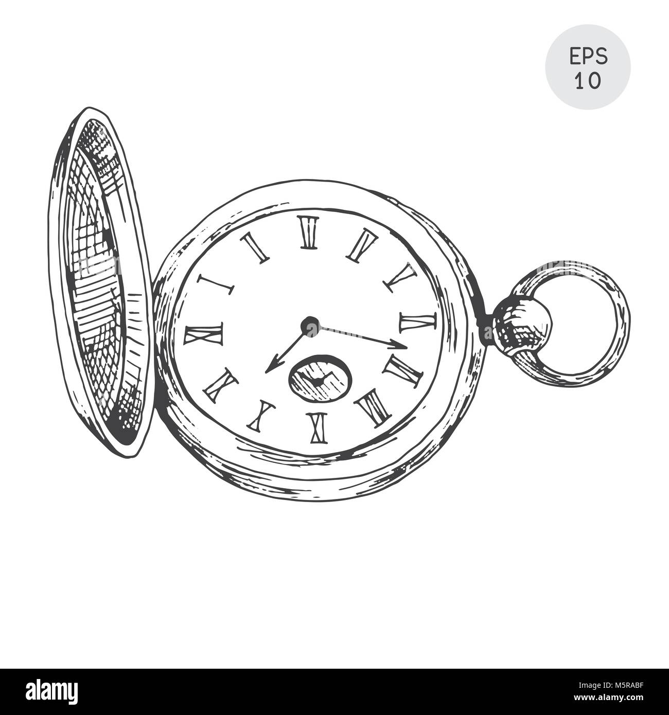 Pocket watch in retro style isolated on white background. Vector ...