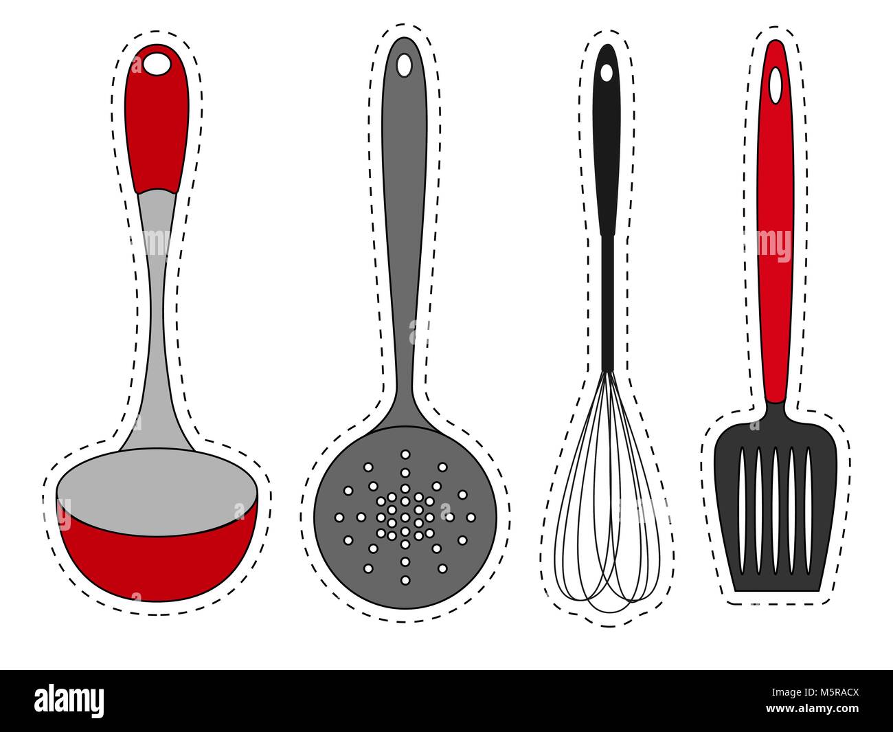 Set of stickers kitchen utensils. Isolated vector illustration on white ...