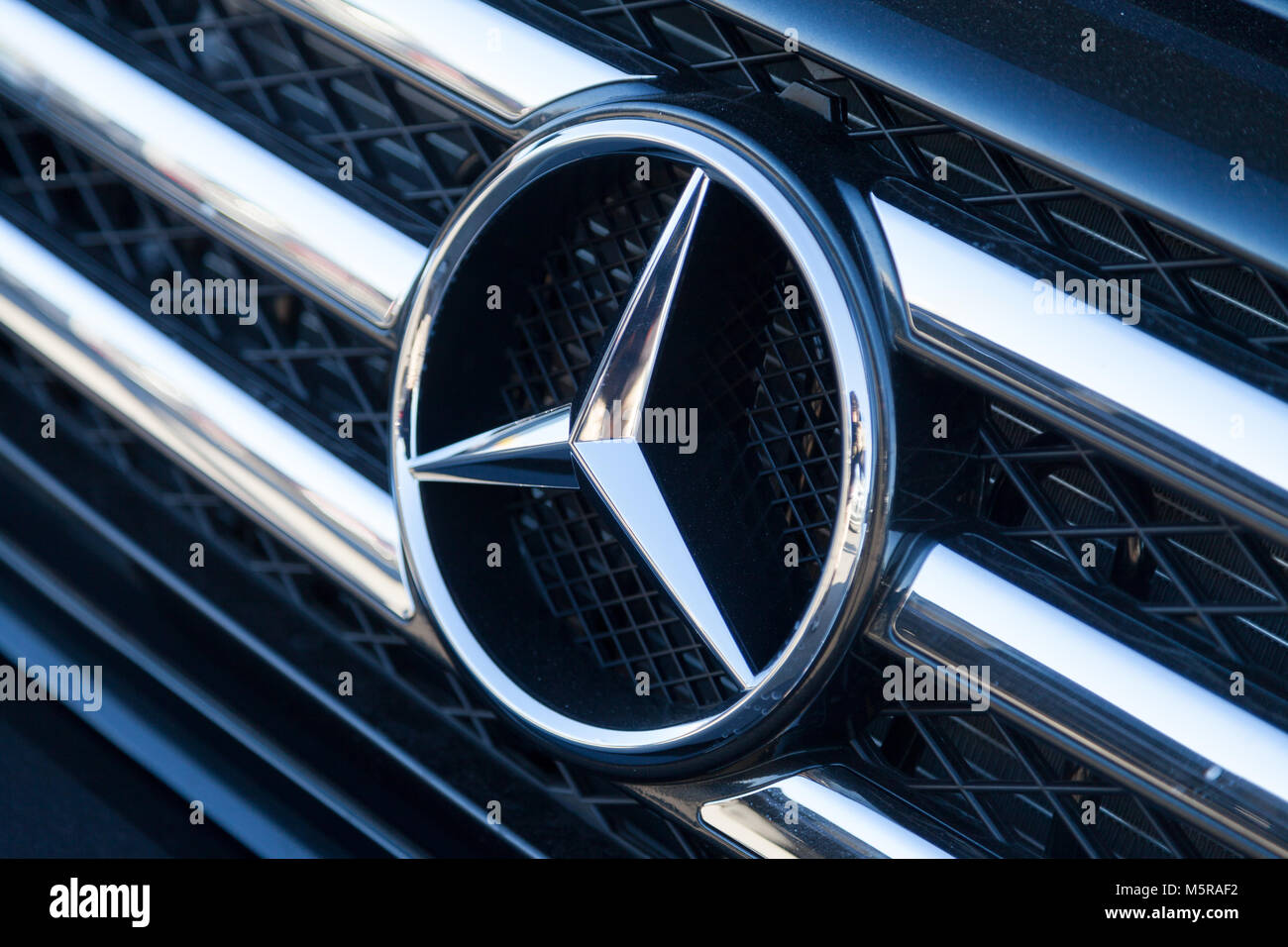 FUERTH / GERMANY - FEBRUARY 25, 2018: Mercedes-Benz symbol on a car ...