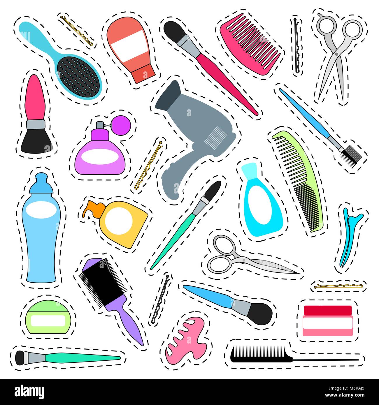 Set of stickers for the beauty salon. Icons for haircuts and styling ...