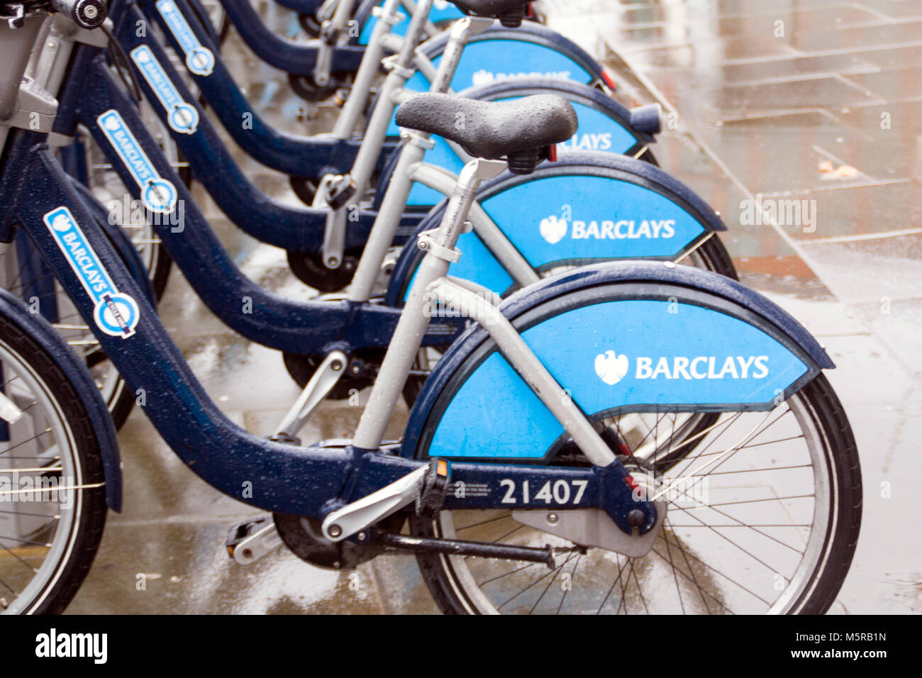 Colour Photograph of Boris Bikes, London, England, UK. Credit: London ...