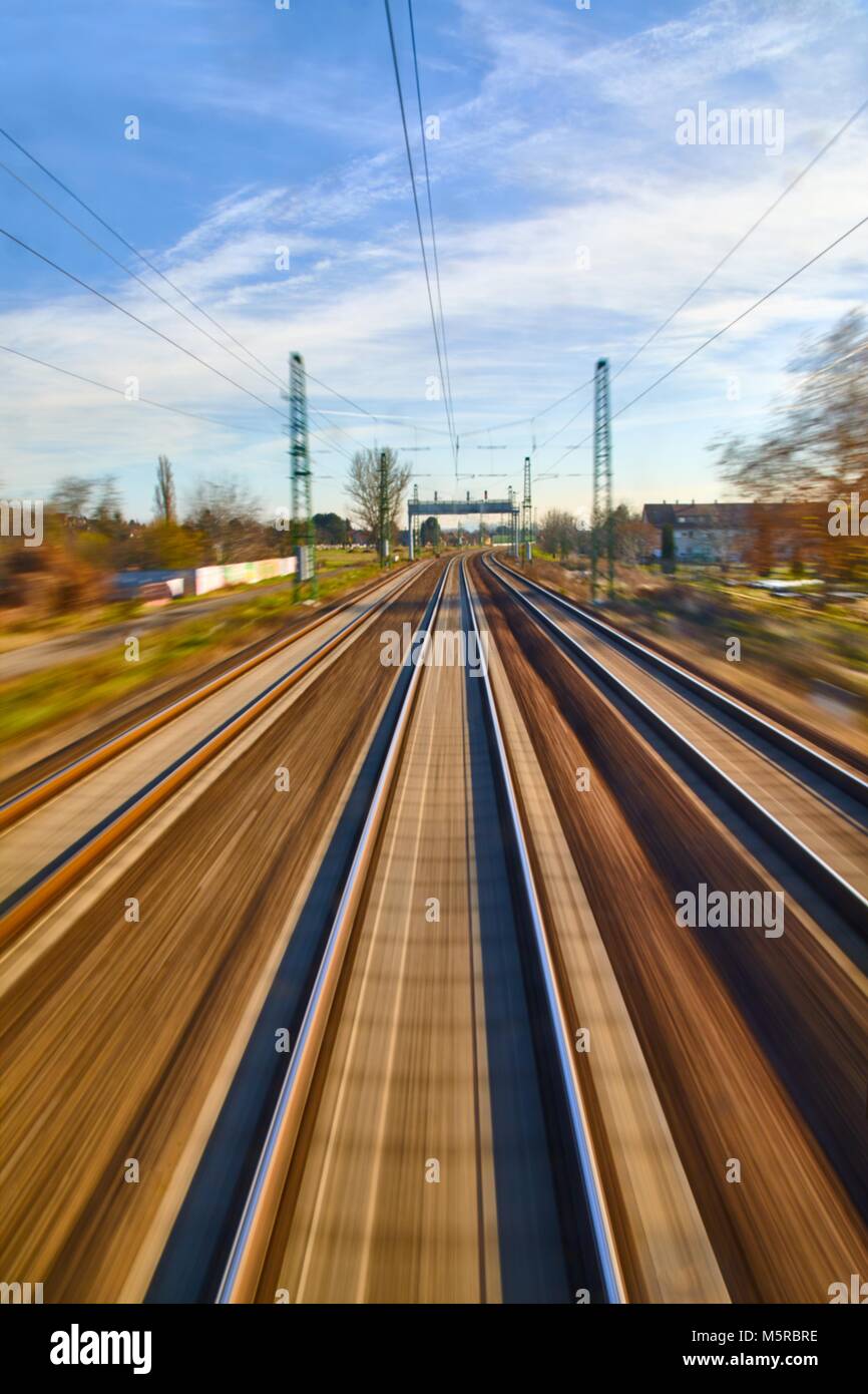 Railway tracks blur Stock Photo - Alamy