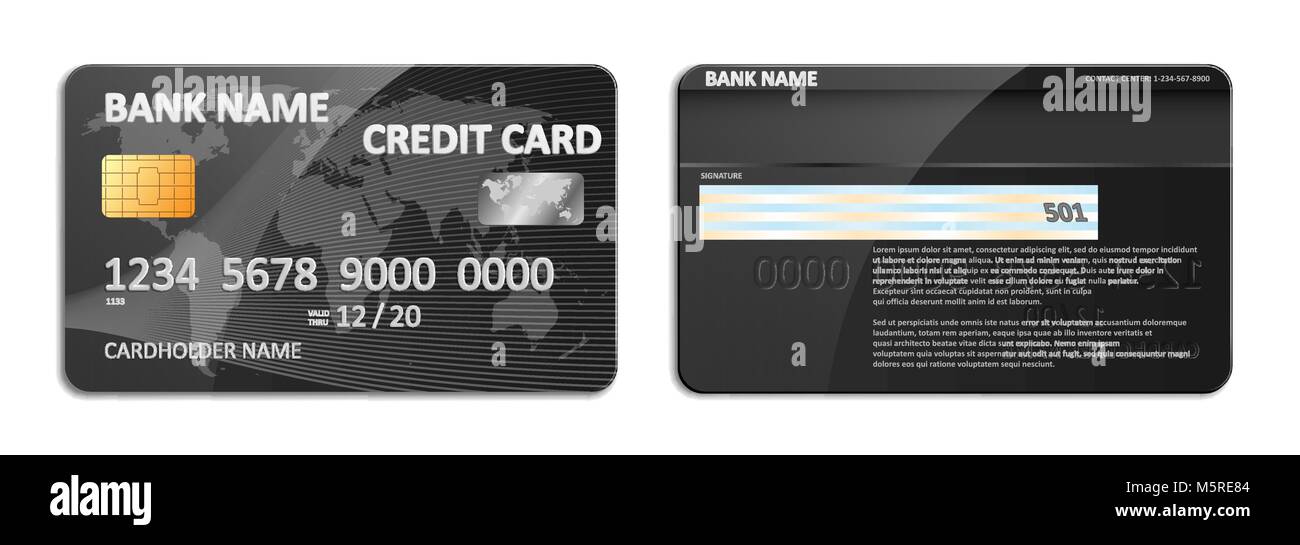 Realistic detailed black bank credit card with world map abstract ...