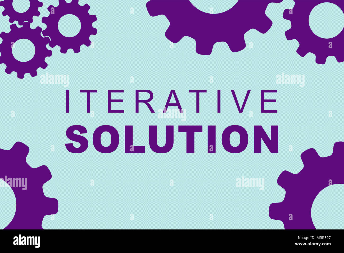 ITERATIVE SOLUTION sign concept illustration with purple gear wheel ...