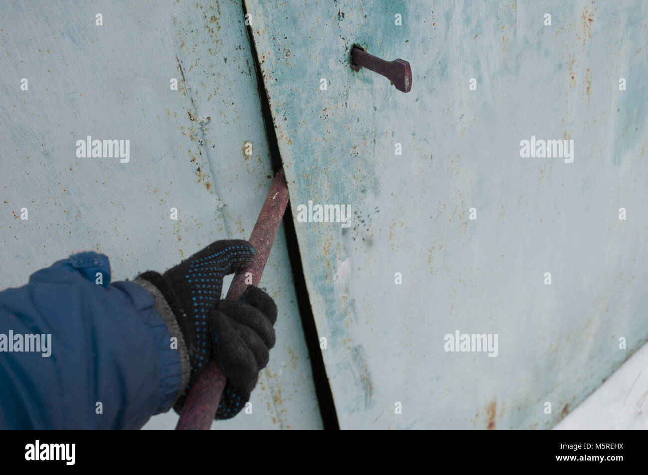 Opening Door With Rod Stock Photo - Alamy
