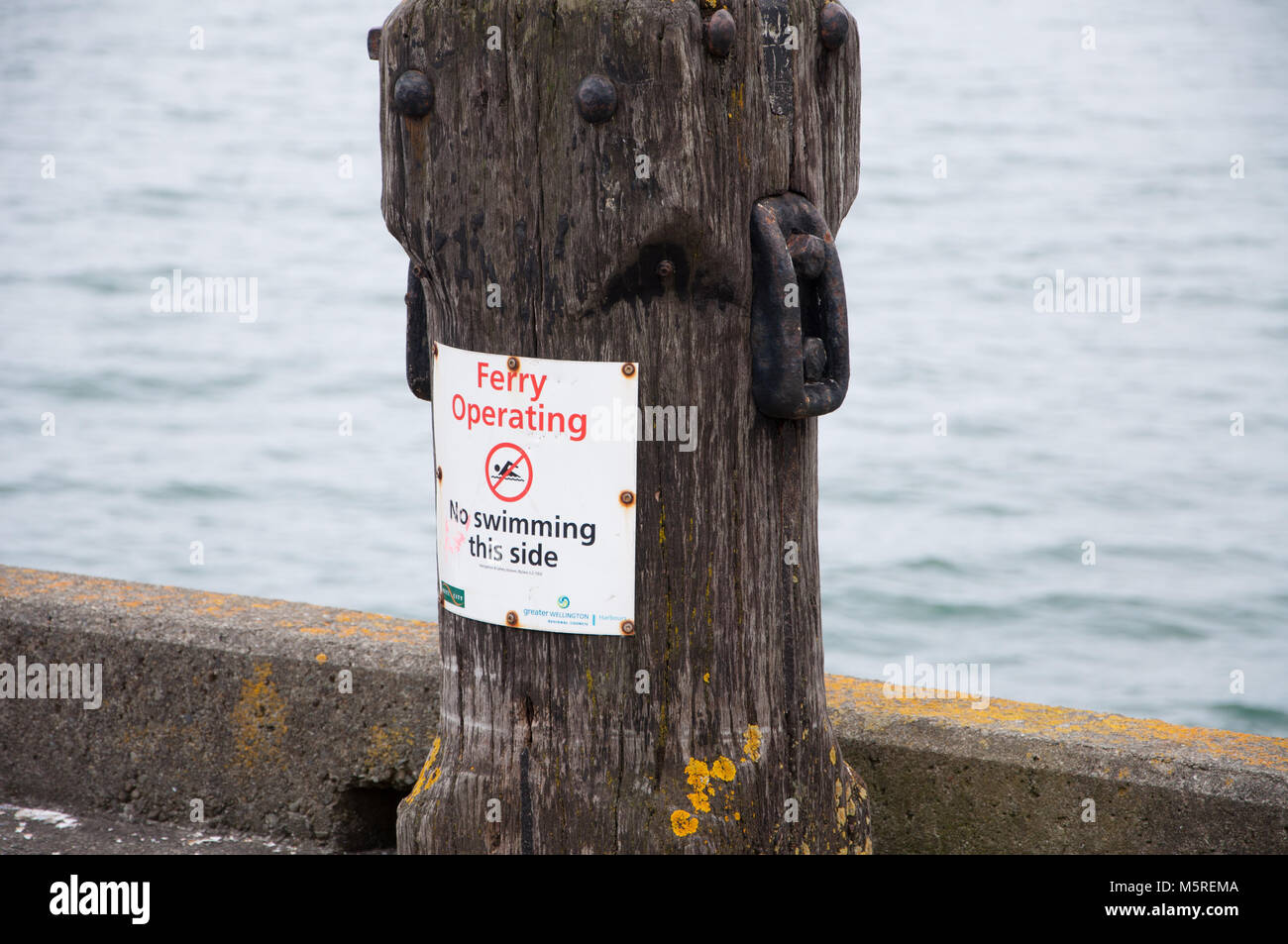 Ferry Operating No Swimming Sign Stock Photo - Alamy