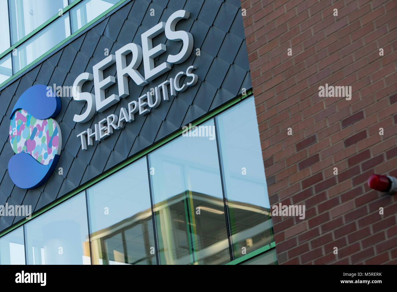 A logo sign outside of the headquarters of Seres Therapeutics in ...