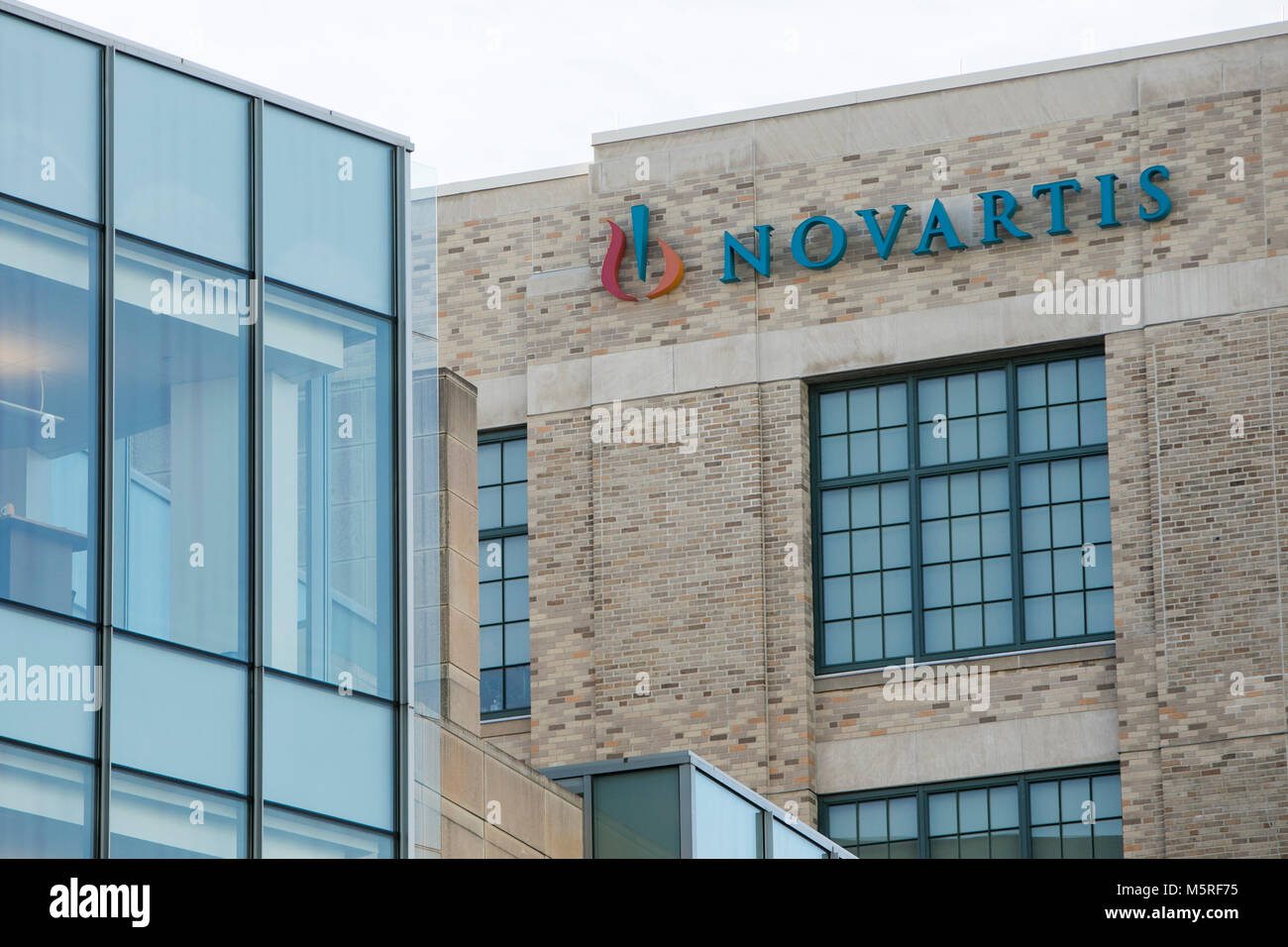 A logo sign outside of a facility occupied by Novartis International in ...
