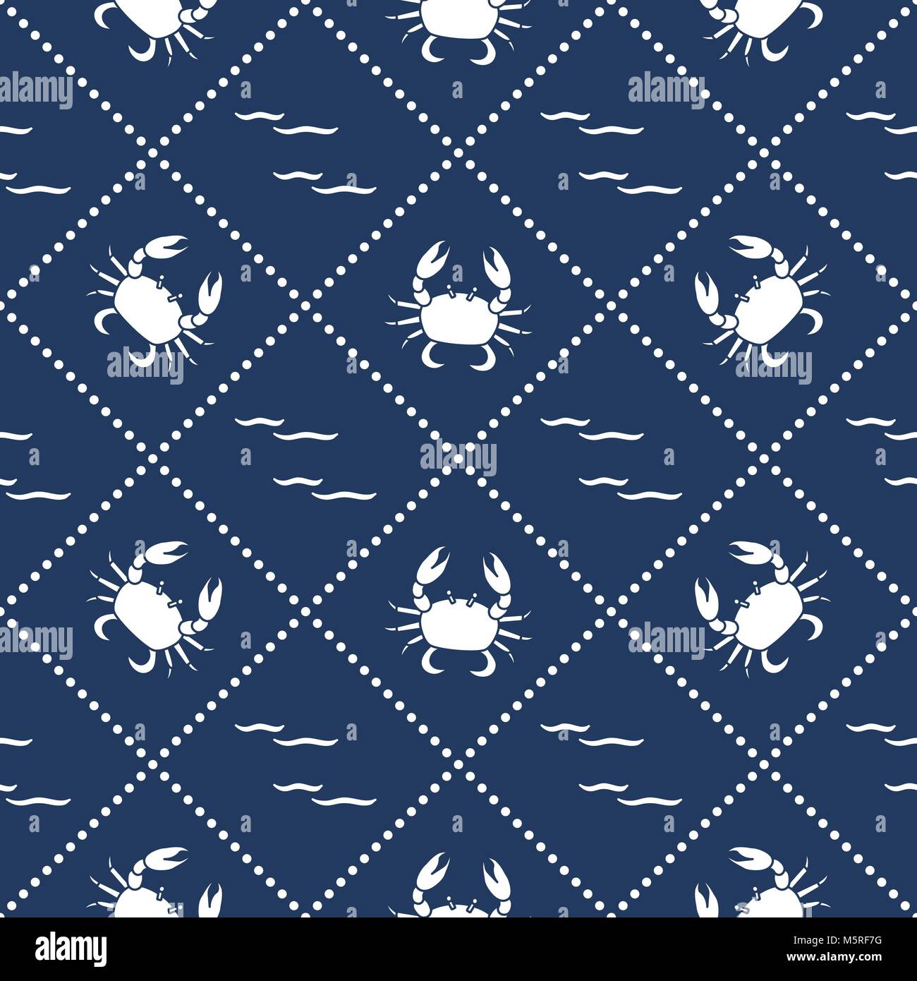 Seamless pattern with crabs and waves. Design for banner and print ...