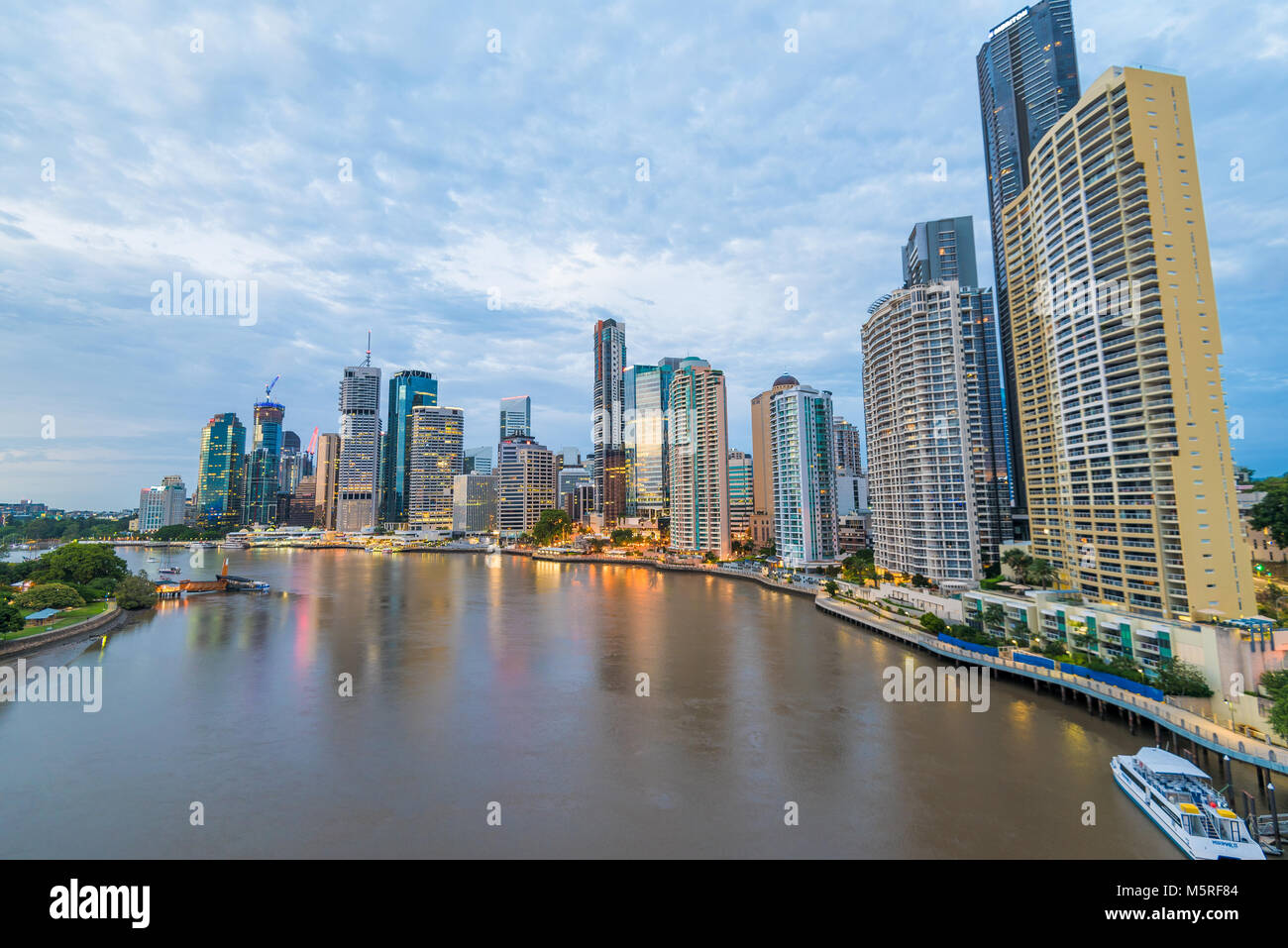 Brisbane waterfront. Riverside buildings of the central business ...