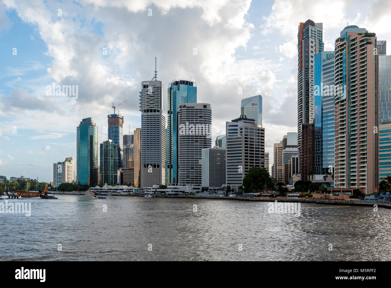 Brisbane waterfront. Riverside buildings of the central business ...