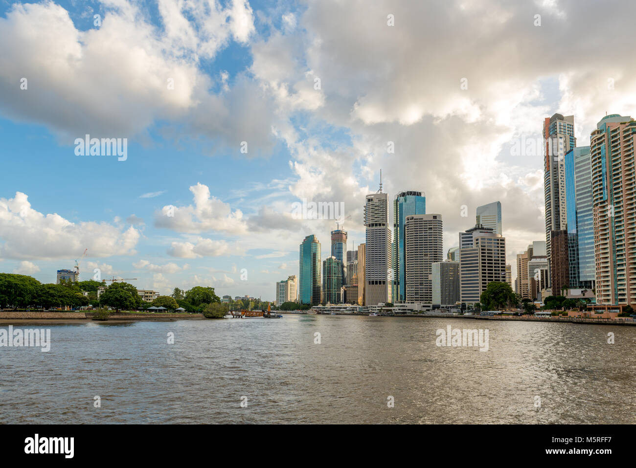 Brisbane waterfront. Riverside buildings of the central business ...