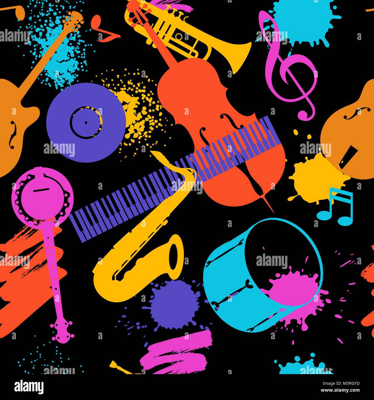 Music instruments pattern hi-res stock photography and images - Alamy