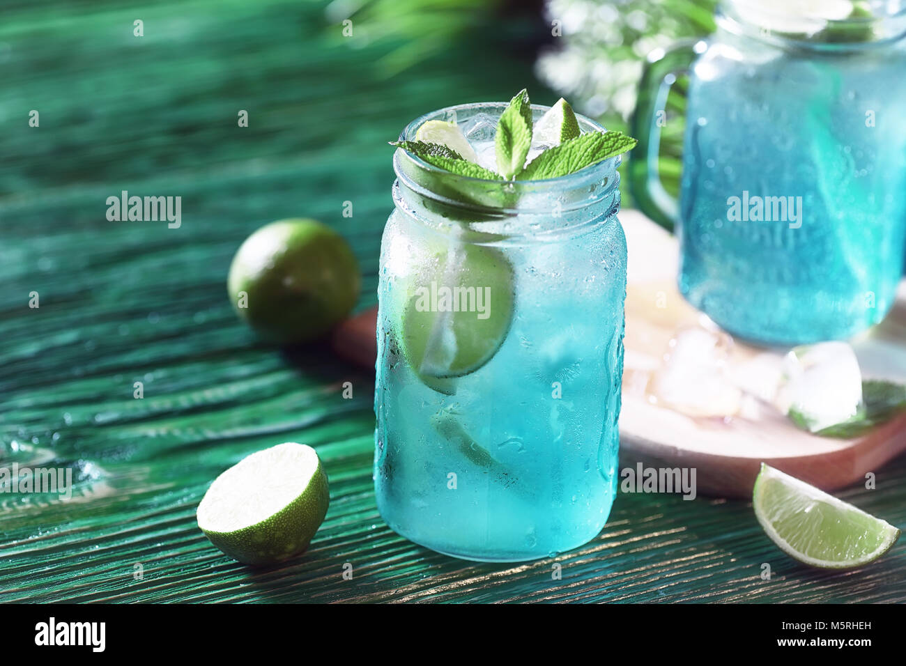 Lemonade from lime and mint Stock Photo - Alamy