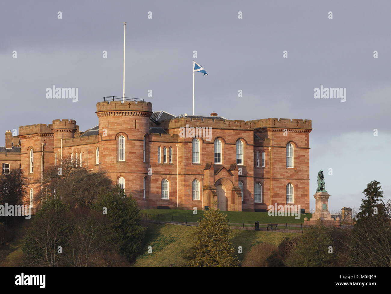 Inverness castle and Flora Macdonald statue Scotland February 2012 ...