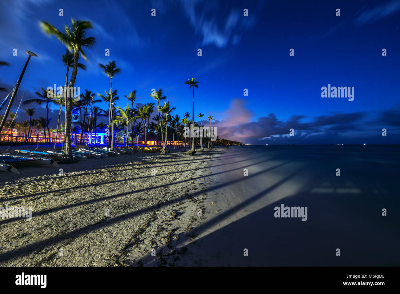 Punta Cana tropical beach at sunset , Dominican Republic Stock Photo ...