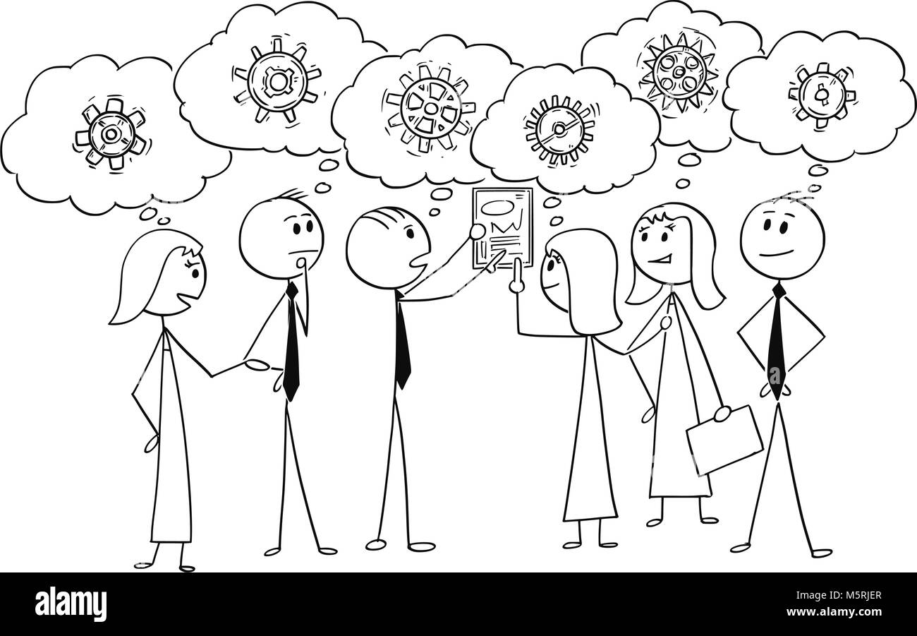 Cartoon of Business Team Working Together to Find Problem Solution ...