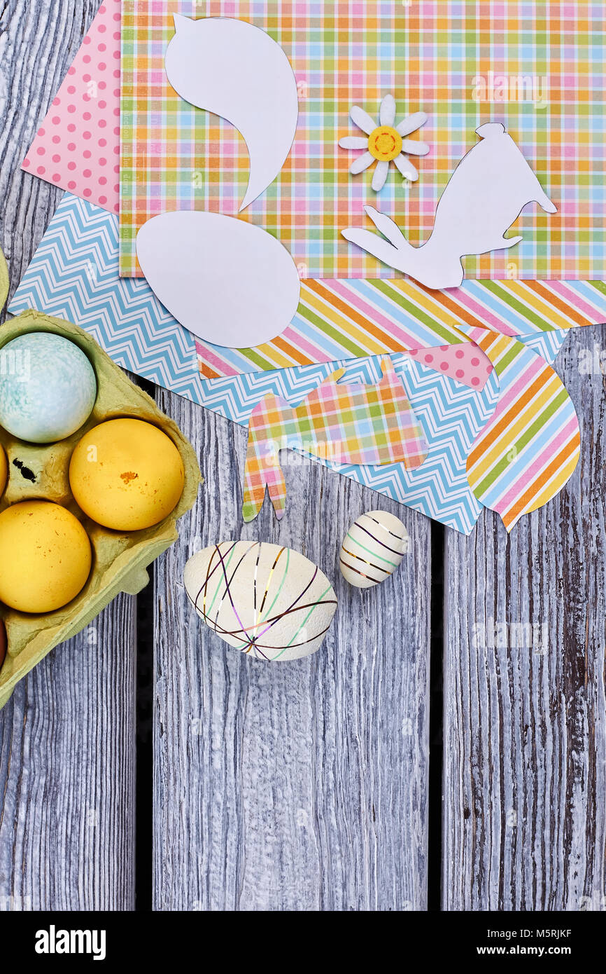 Papercut items and colorful papers Stock Photo - Alamy