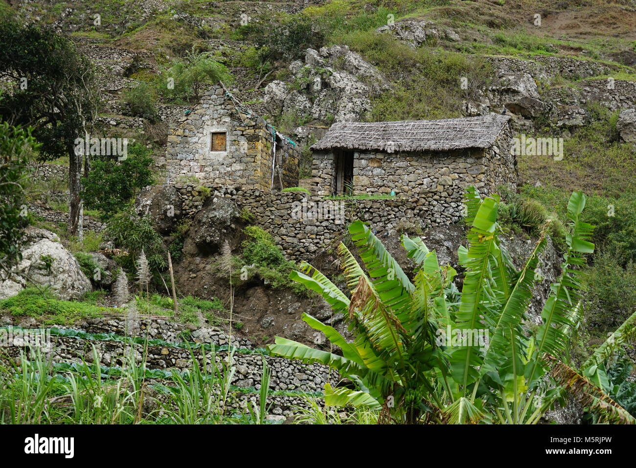 Old traditional Farm House, made of Stones, Valley Paul, Santo Antão ...