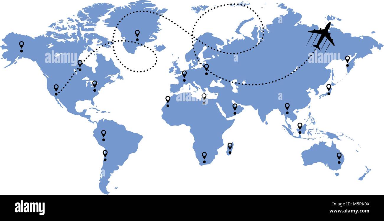 World map and plane Stock Vector Image & Art - Alamy
