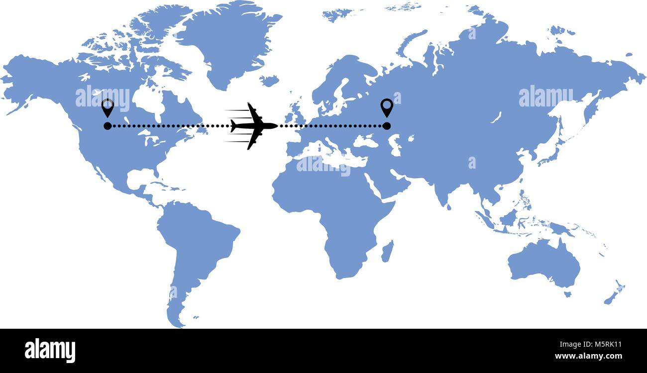 World map airline route hi-res stock photography and images - Alamy