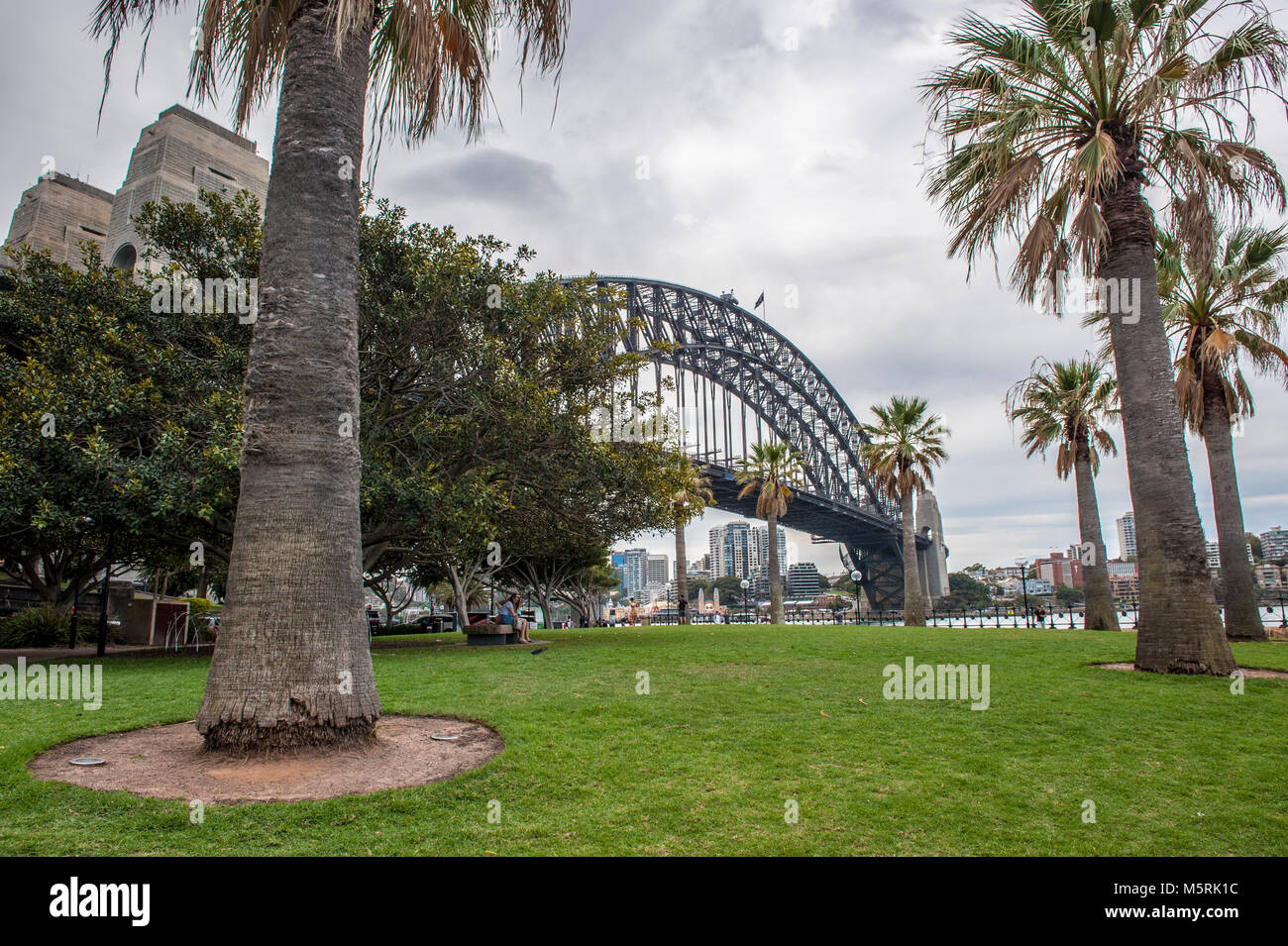 View of Sydney Harbour Bridge from Hickson Point Reserve. Dawes Point ...